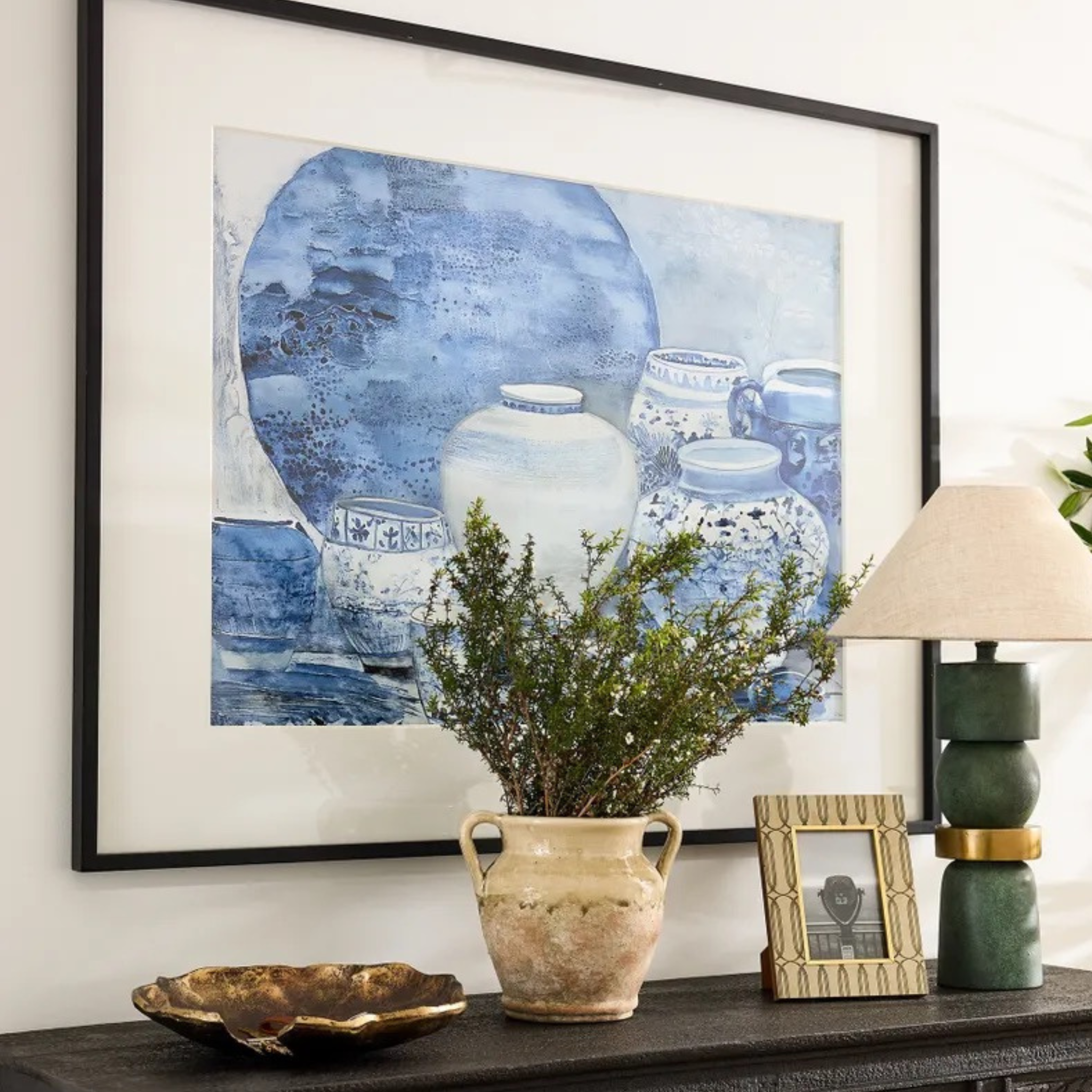 Blue Chinoiserie with Plate Wall Art Large