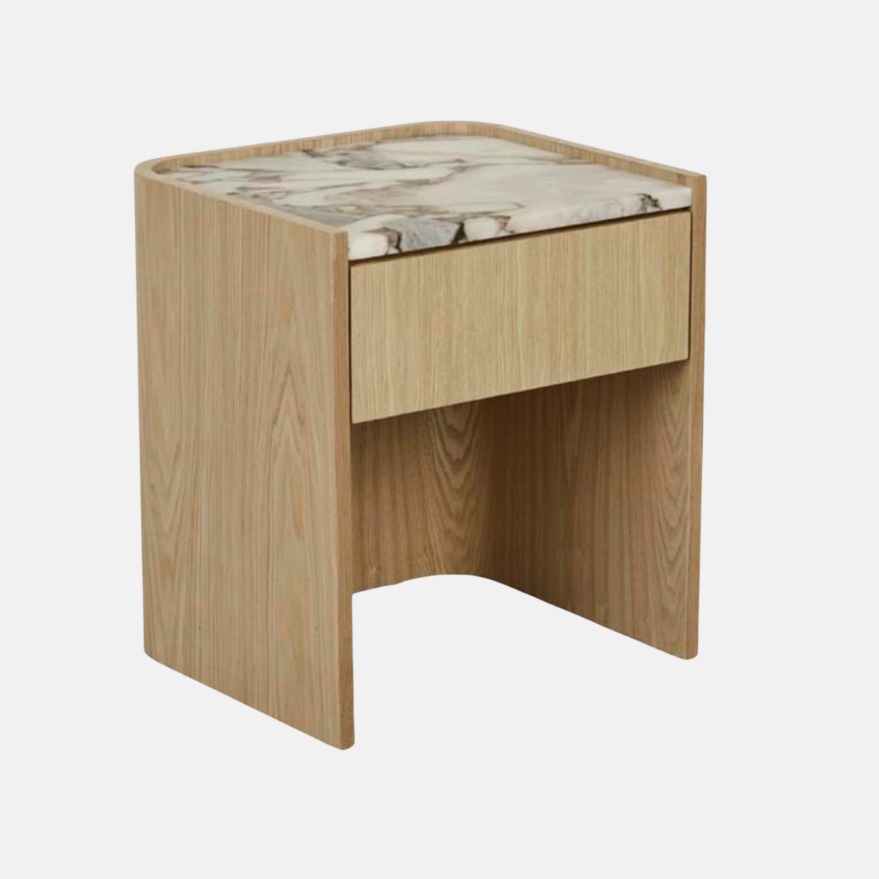Amara Marble Bedside Table - Oak