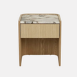 Amara Marble Bedside Table - Oak